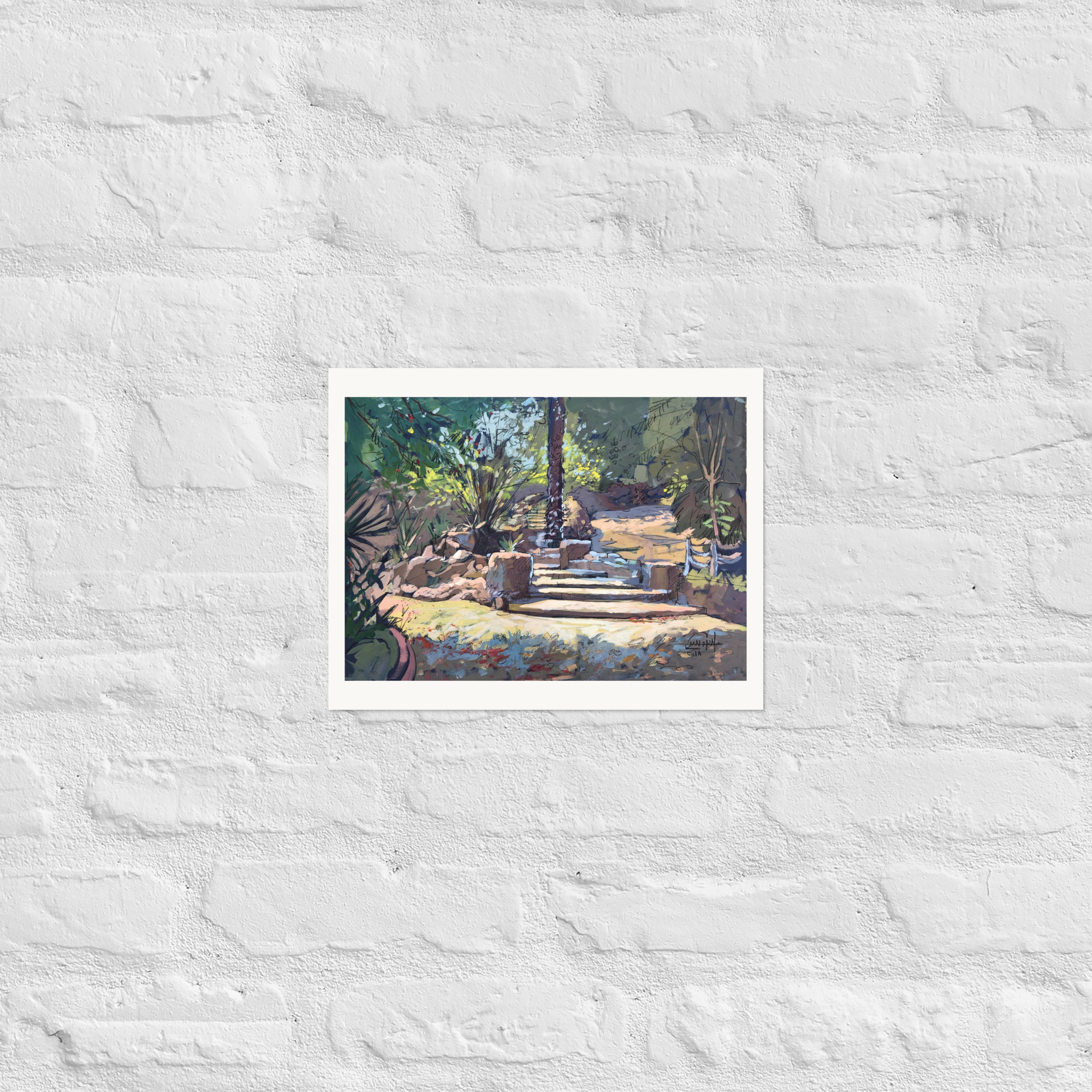 Landscape 13 – Garden Steps with Central Palm - Mourad Darwish